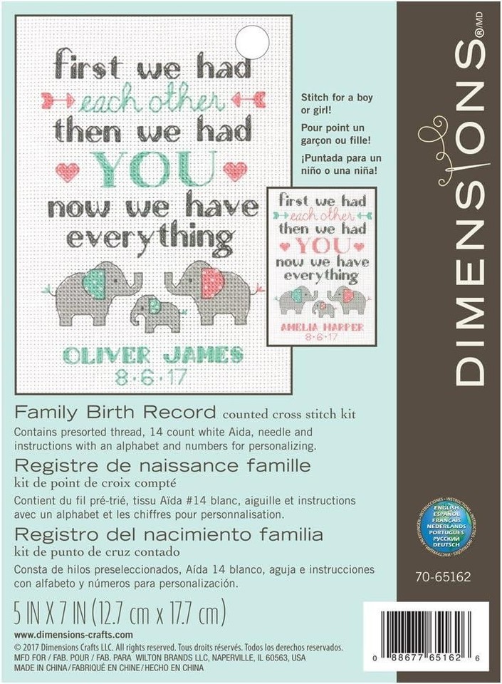 Family Birth Record Counted Cross Stitch Kit | eBay Australia