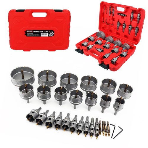 27PCS Hole Saw Kit with Drill Bits, Tungsten Carbide Hole Saw Set for ...