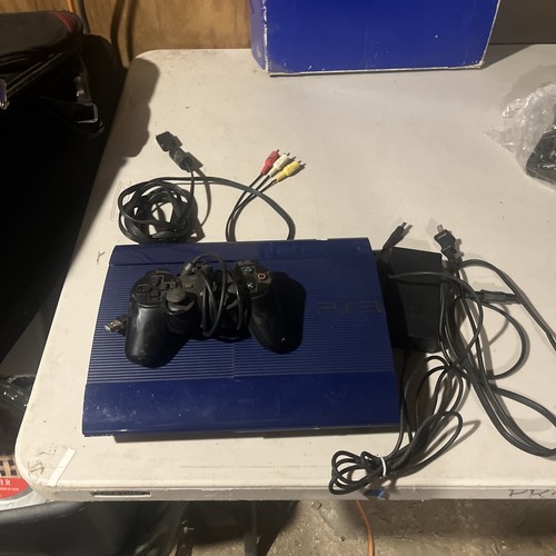 Sony PlayStation 3 Console PS3 Super Slim Blue Bundle Controller ...