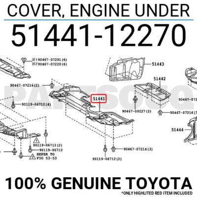 5144112270 Genuine Toyota COVER, ENGINE UNDER 51441-12270 | eBay