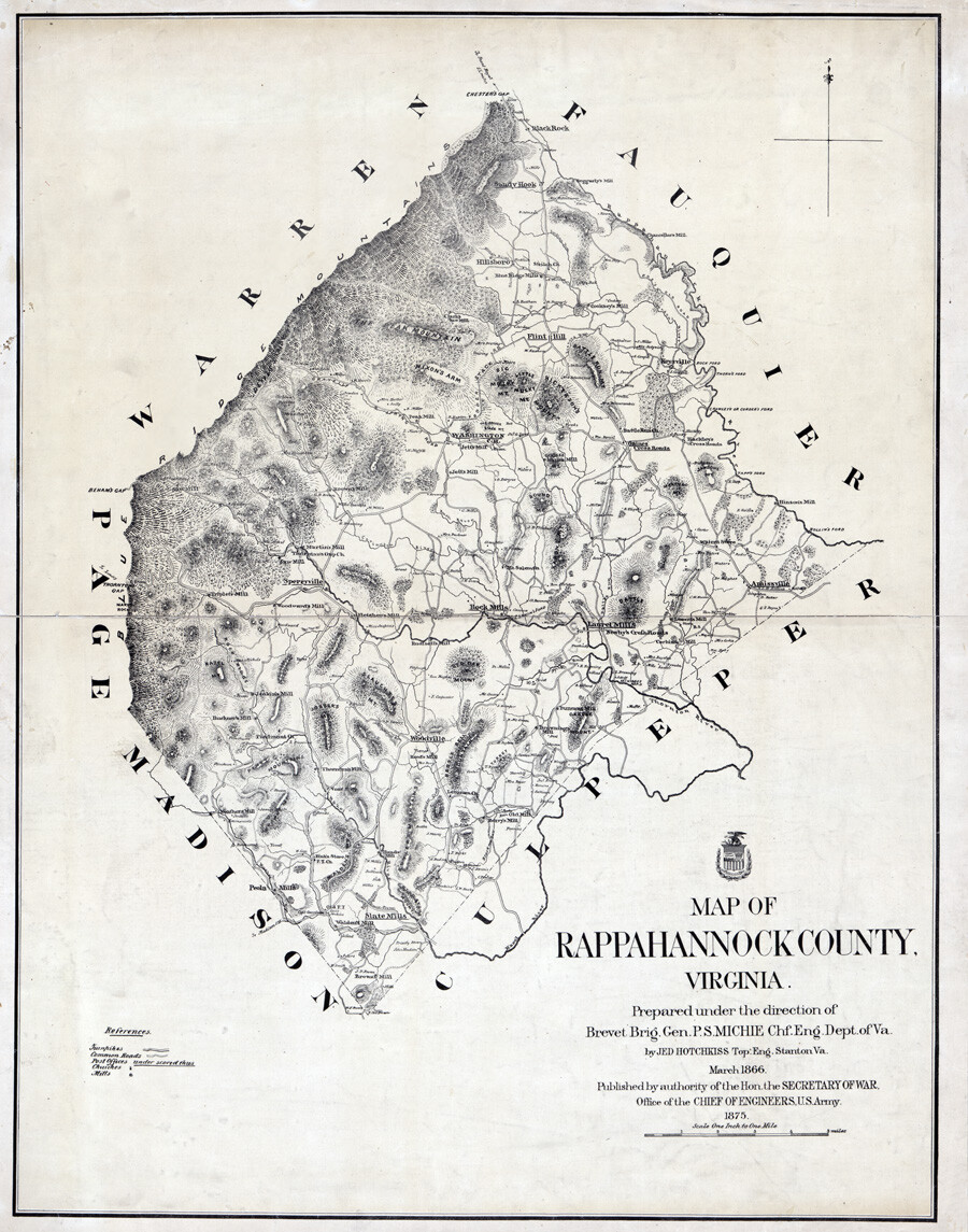 1875 Map of Rappahannock County Virginia Laurel Mills | eBay