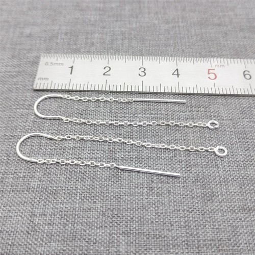 2prs of 925 Sterling Silver U Earring Threaders w/ Ring Cable Chain Ear ...