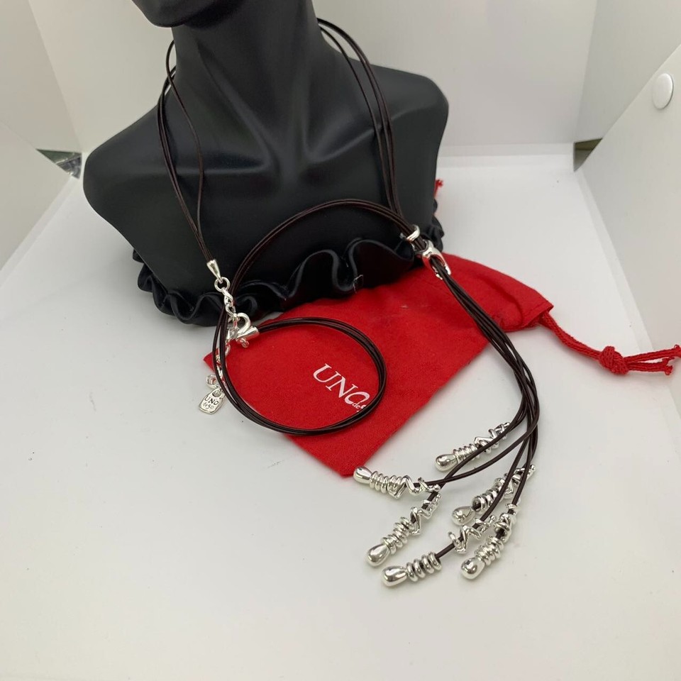UNO de 50 SKALATOR necklace Long necklace with dark brown leather LACES ...