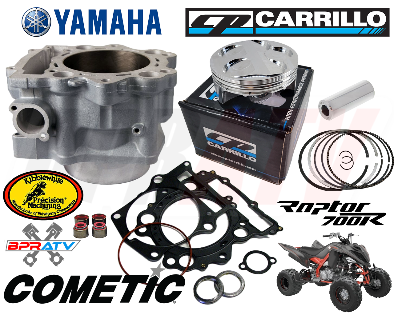 Yamaha Raptor 700 700R 102mm Stock Bore Cylinder CP Piston Top End ...
