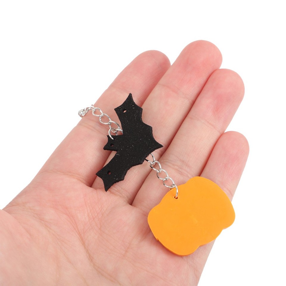 2 Pairs Halloween Bat Pumpkin Earrings Clay Earrings Dangle Jewelry bat ...