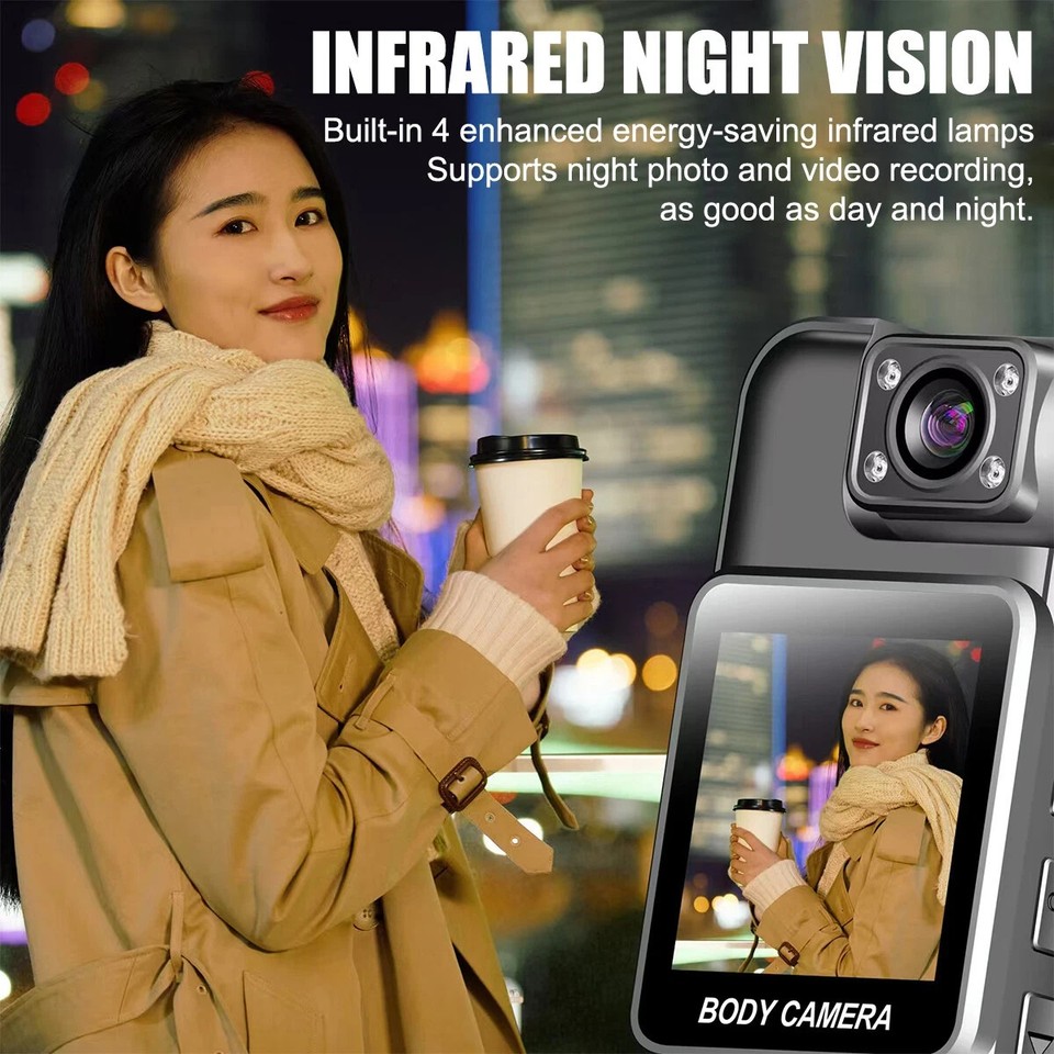 WiFi 4K Camera Camcorder 1080P Body Police Cam With Audio Video DVR IR ...