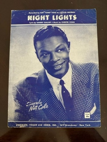 Night Lights By Sammy Gallop/Chester Conn - Nat King Cole - 1956 Sheet ...