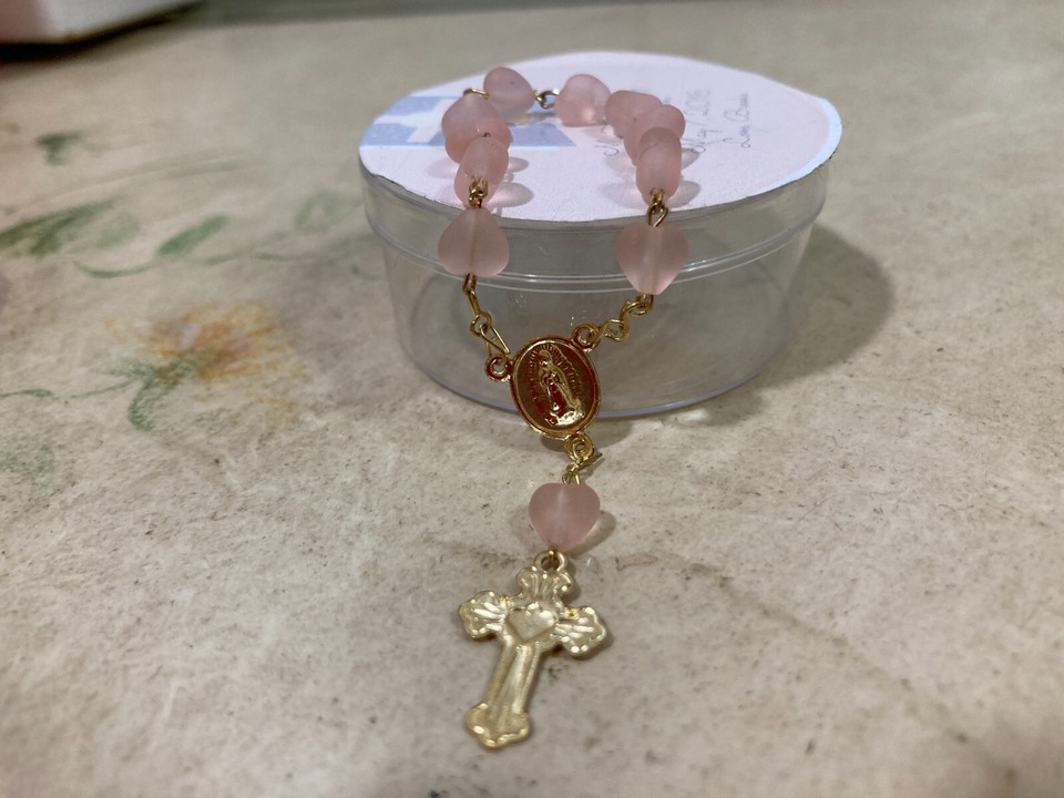 CHRISTIAN CATHOLIC PINK MINI ROSARY 5.5" H | eBay