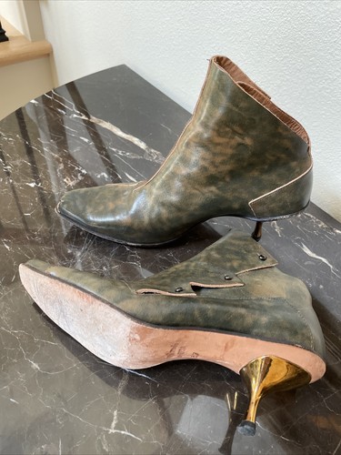 Cydwoq Vintage Handmade Pi Bootie Green Gold Heel Size 37 US 7 | eBay