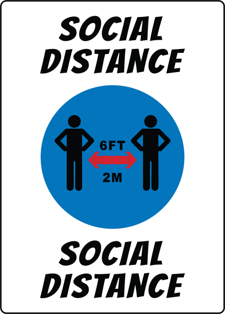 SOCIAL DISTANCE | Adhesive Vinyl Sign Decal | eBay