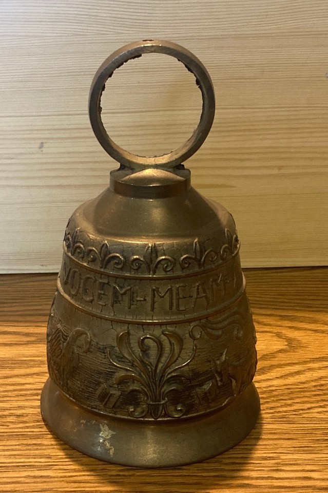 Large 6 1/2" heavy brass church monastery bell with clapper Vocum Meam ...