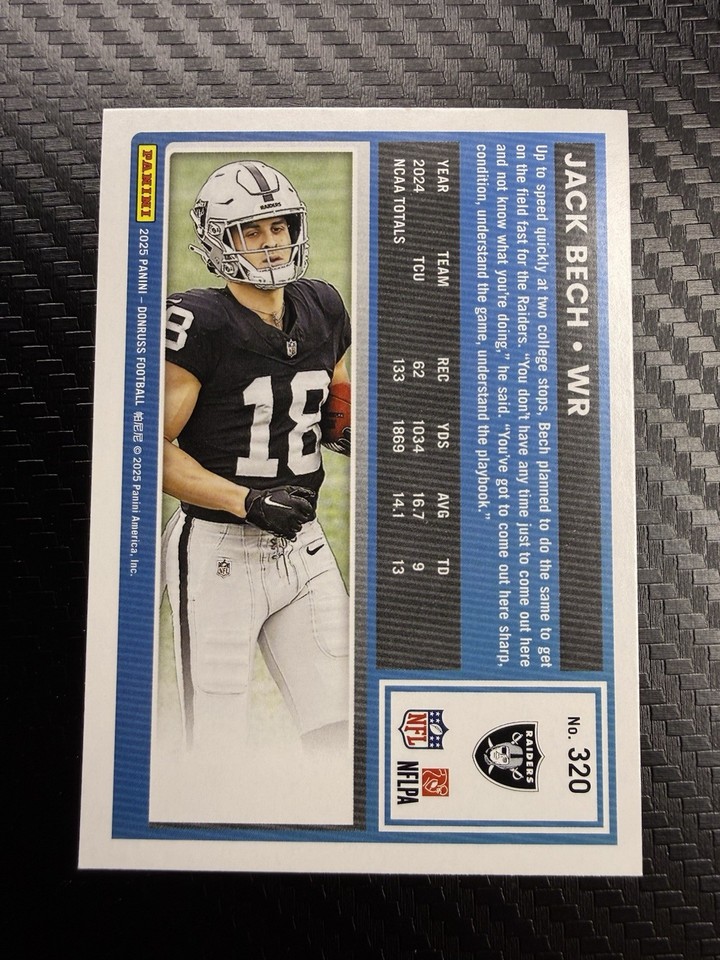 JACK BECH 2025 Donruss Press Proof Yellow Parallel Rated Rookie #320 ...