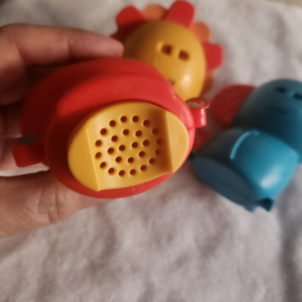 Fisher Price Busy Buddies Rattles Toys Red Bird Yellow Lion & Blue ...