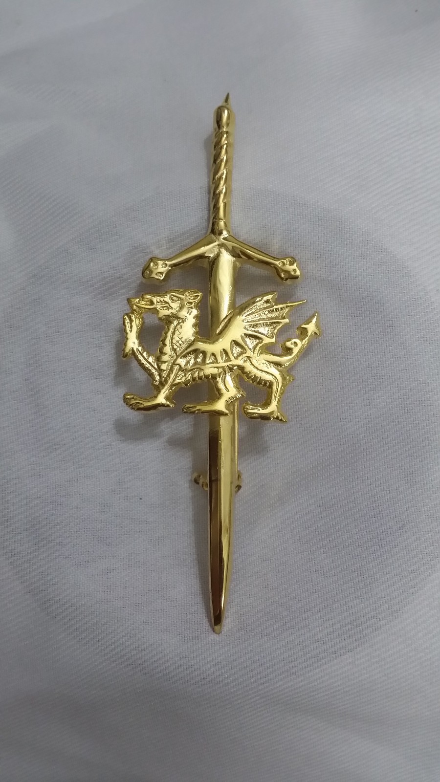 Celtic Welsh Dragon Kilt Pin Gold Plated 4" Scottish Pin & Brooch Irish ...