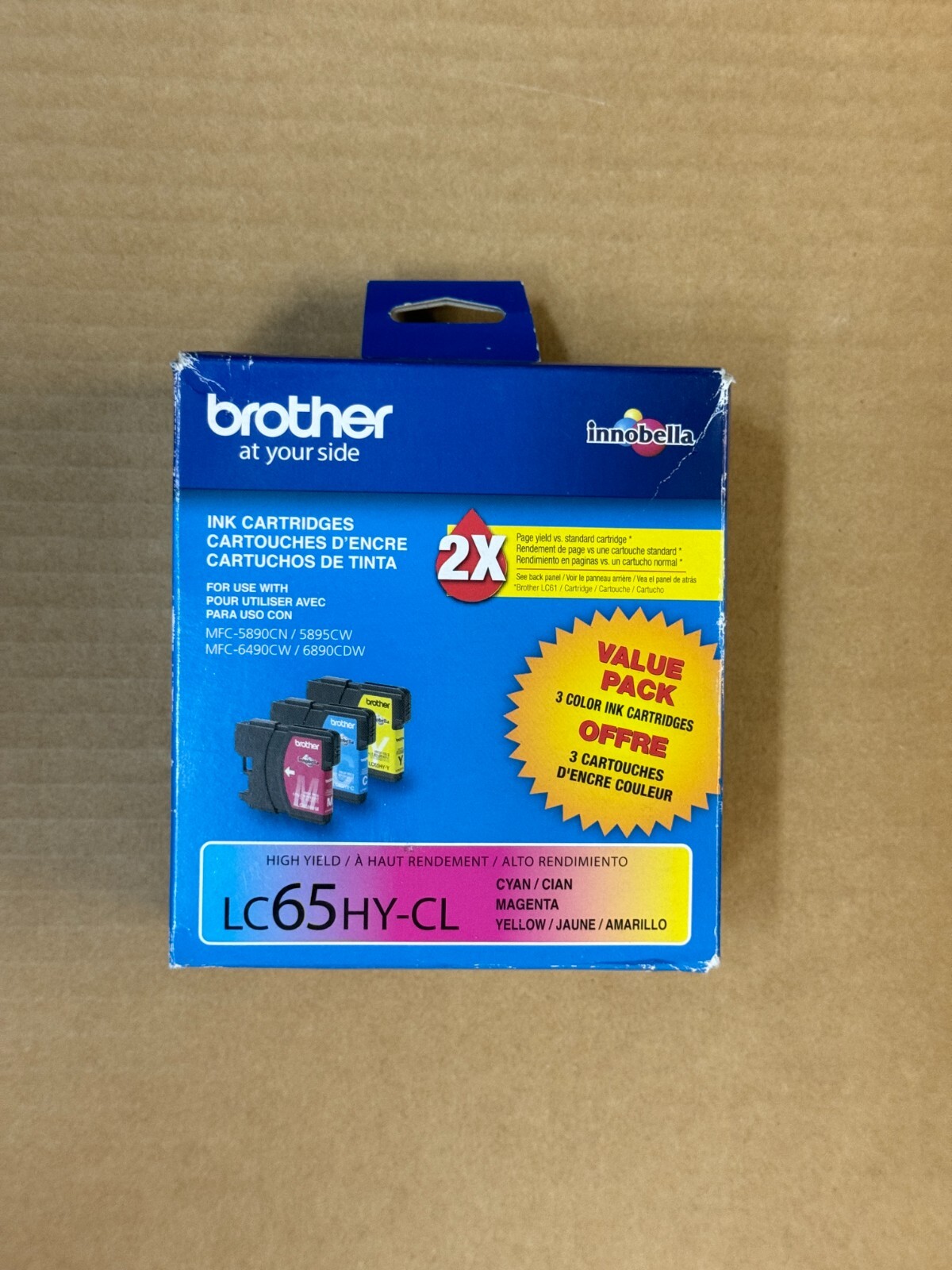 Genuine Brother LC65HY-CL Ink Cartridge High Yield Cyan Magenta Yellow ...