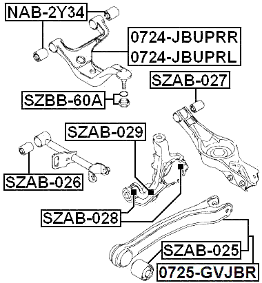 0724-JBUPRL Febest LEFT UPPER REAR ARM 4620265J00000, 46202-65J00 ...