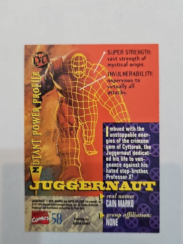 JUGGERNAUT 58 1994 Fleer Ultra X-Men Marvel Comics Trading Card TCG CCG ...