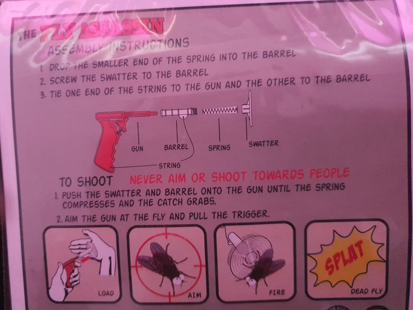 KIDS Fly Killer web gun spring action trigger & handcuffs & sherrif ...