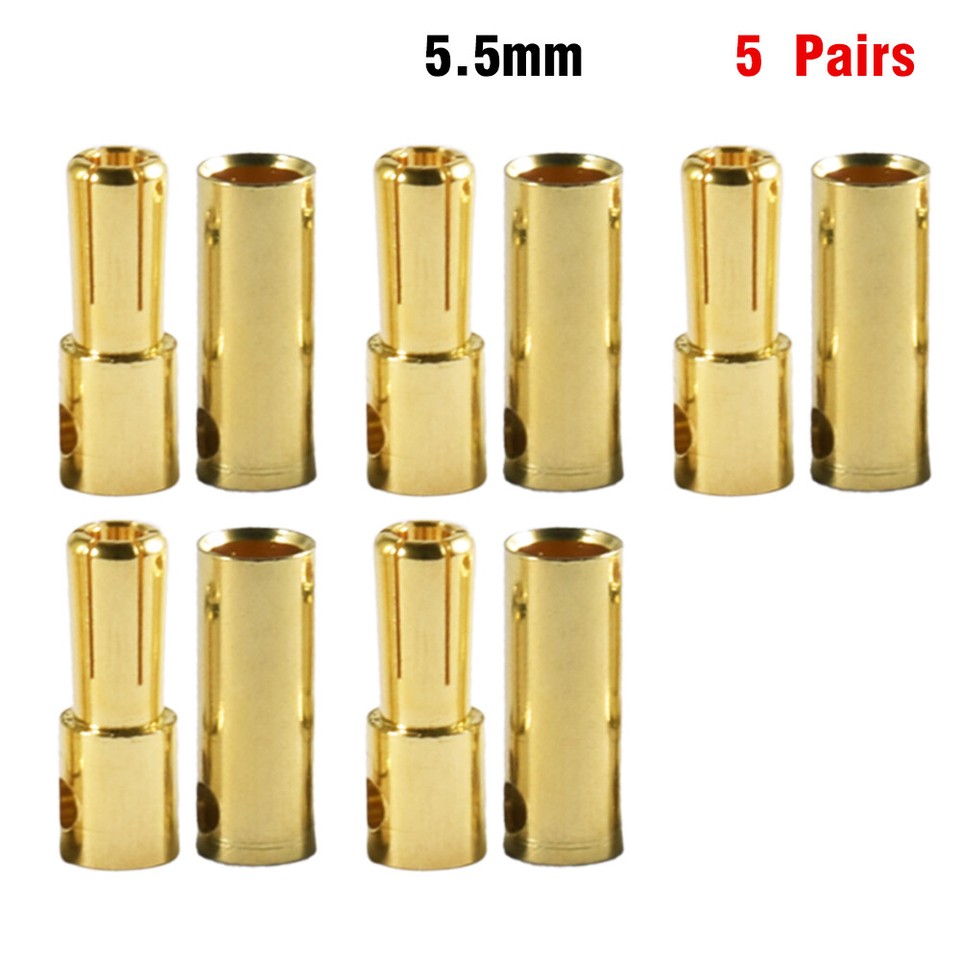 5/10Pair RC Bullet Connector 2/3/3.5/4.0/5/5.5/6/8mm Male Female Banana ...