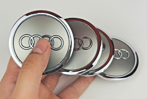 Set(4pcs) Audi 69MM Gray Chrome Wheel Rim Center Hub Caps Replacement ...
