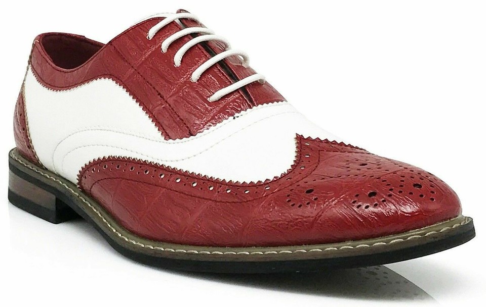 Parrazo Men Dress Shoes Wingtip Oxford 2-tone Leather Lined Lace Up ...