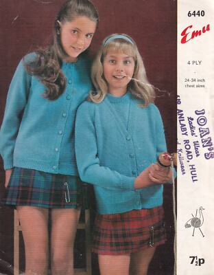 Emu 6440 Original Children's Knitting Pattern Jumpers & Cardigans 4 Ply ...