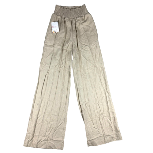 Love Tree Pants Women's Small Beige Wide Leg Pull On Khaki Boho Linen ...