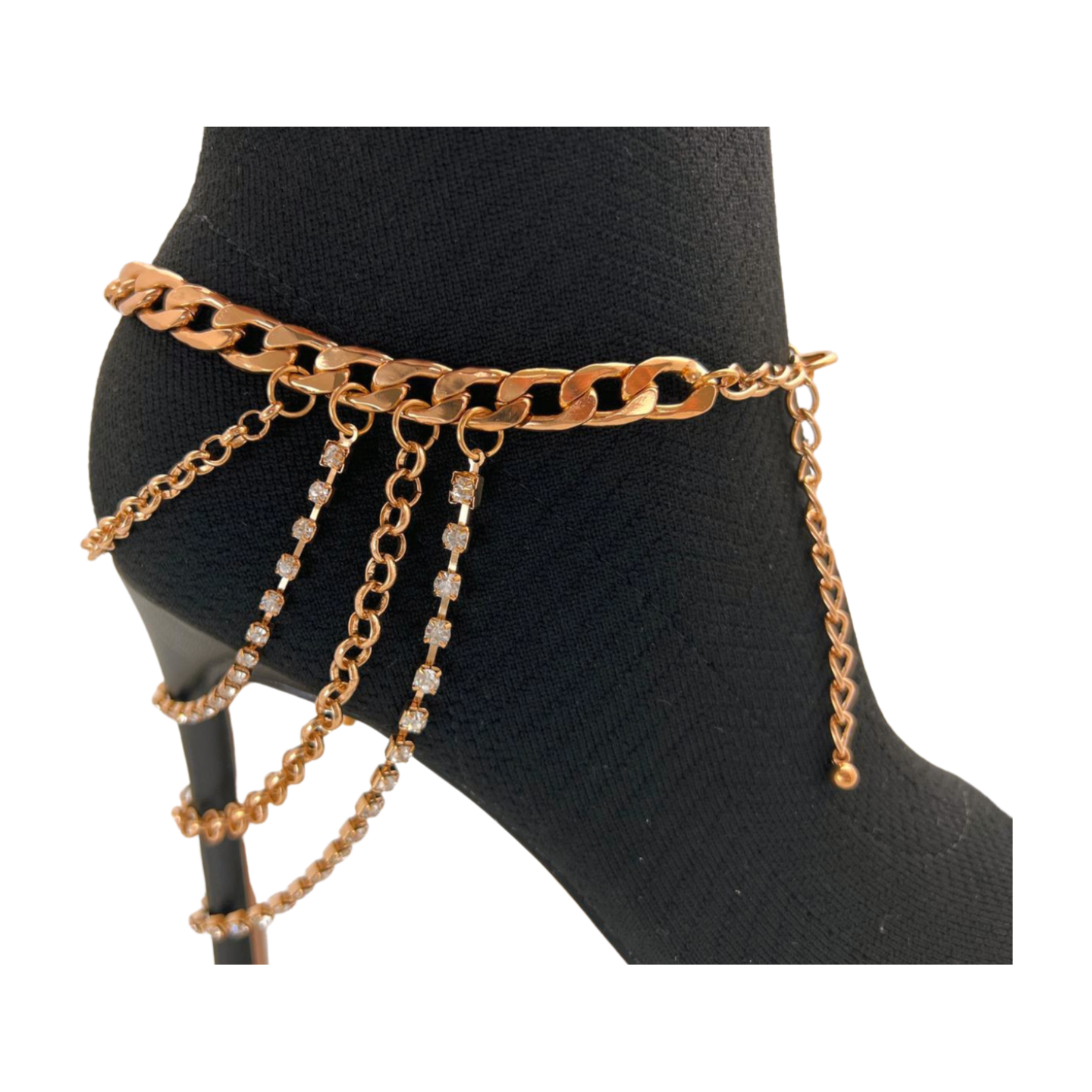 Women Gold Metal Boot Chain Bracelet Anklet Shoe Strand Back Charm ...