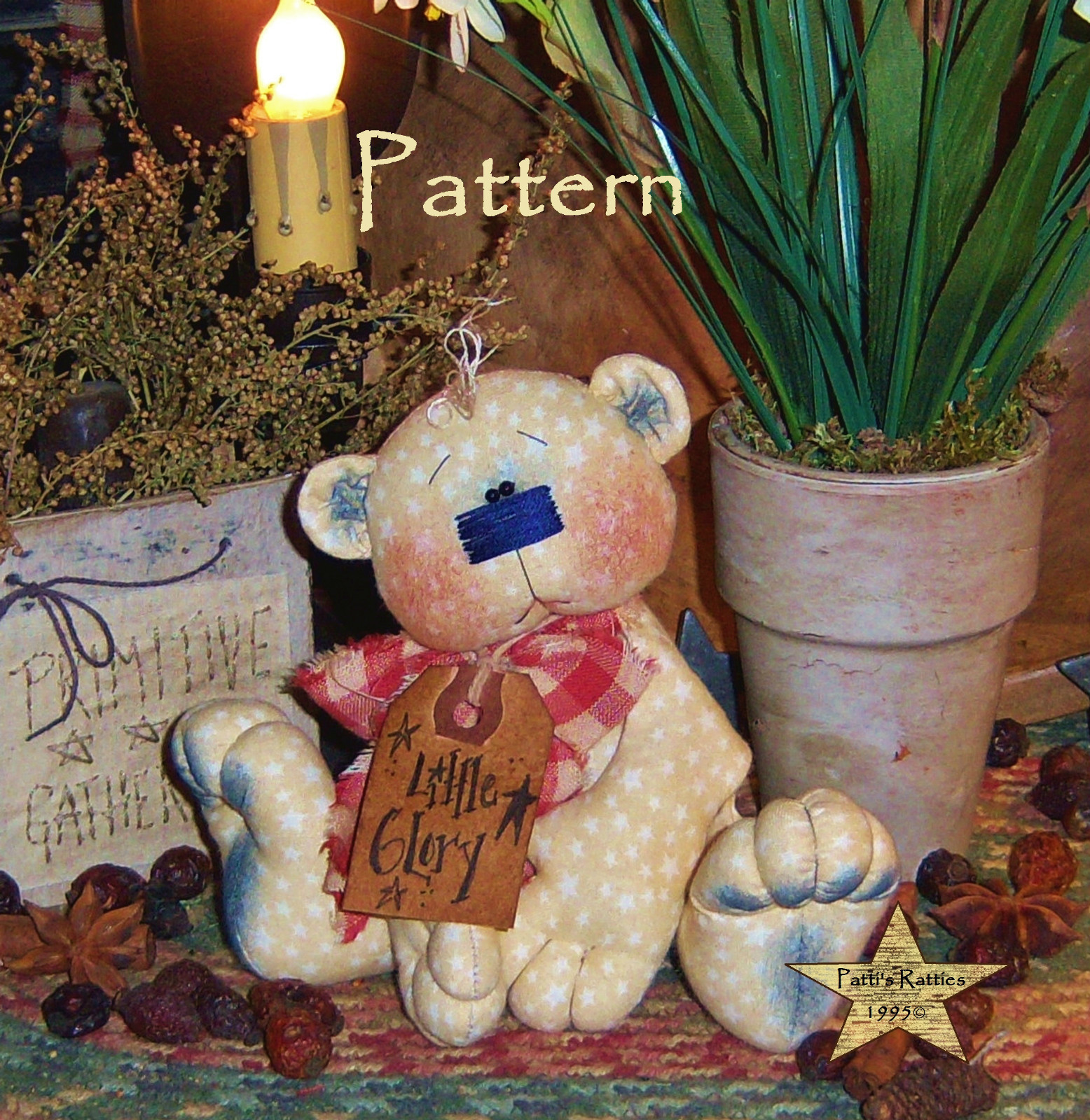 Primitive Patti's Ratties Raggedy Teddy Bear Ornie Doll Paper Pattern ...