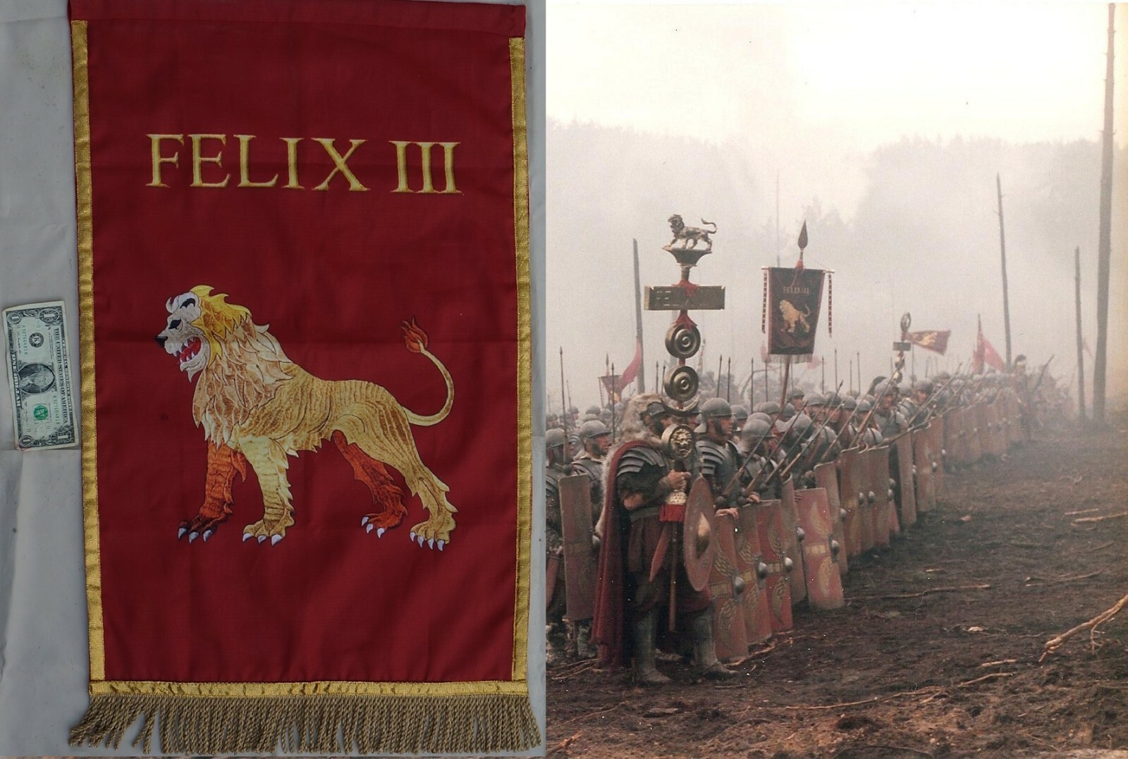 Roman LEGIO III FELIX legion standard vexillum flag spear GLADIATOR II ...