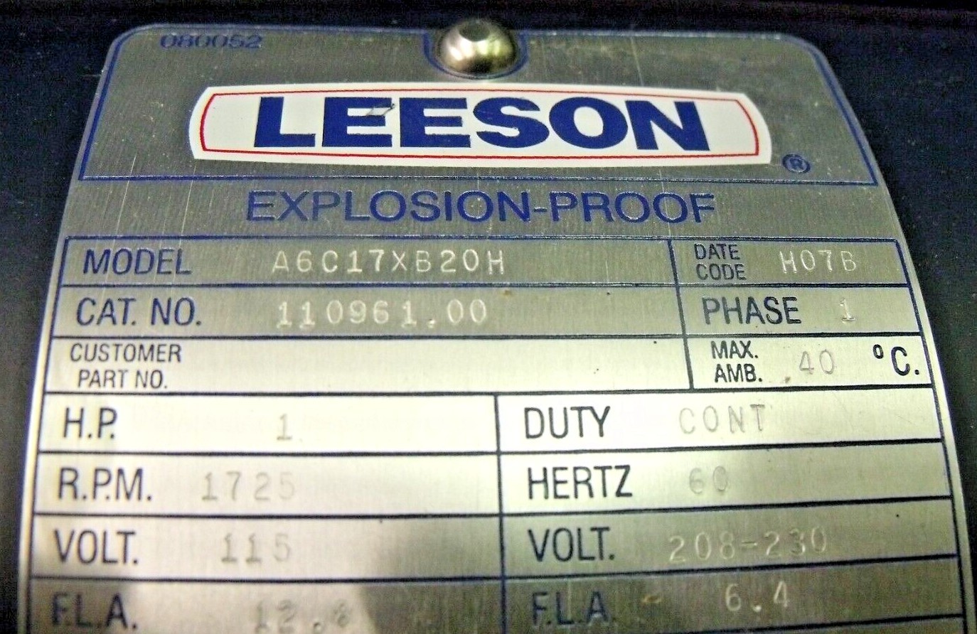 Leeson 110961.00 H56h 1ph 1hp 1725rpm 115/208-230v-ac Ac Motor for sale ...