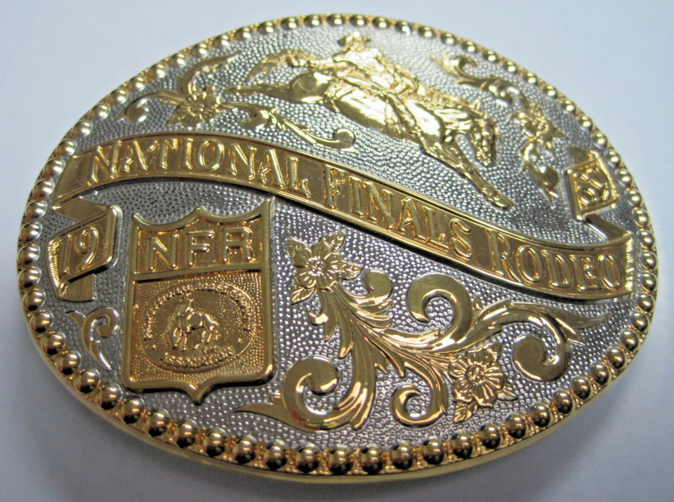 NFR 1989 GOLD & SILVER PLATE National Finals Rodeo Buckle | eBay