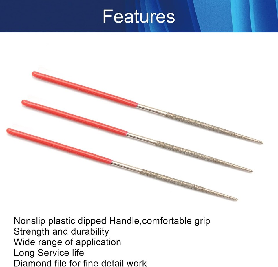 Auniwaig 150 Grit Mini Diamond Needle File 2mm x 100mm Small 10pcs;2mm ...