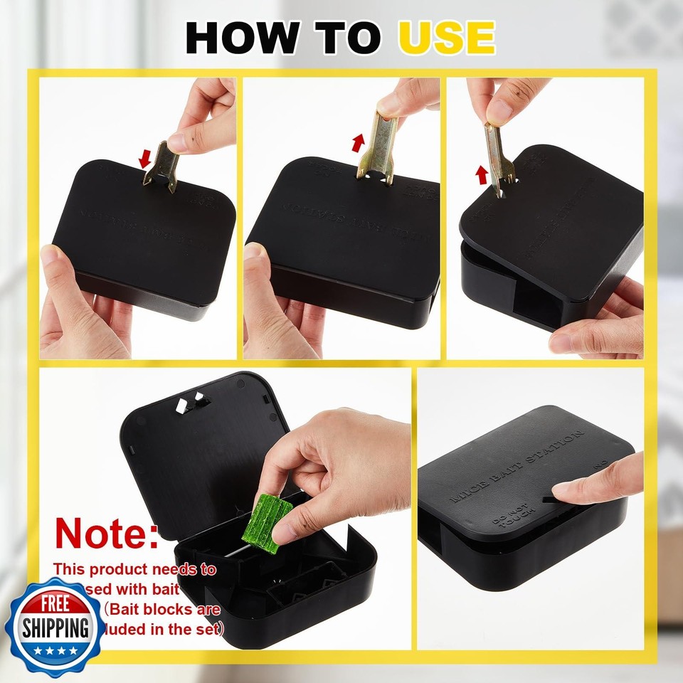 Qualirey 4 Pcs Mouse Bait Stations Mouse Stations with Keys Traps ...