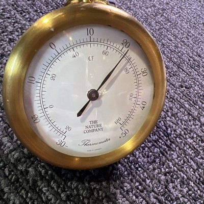 Vintage Pocket Thermometer Barometer The Nature Company Brass Working ...