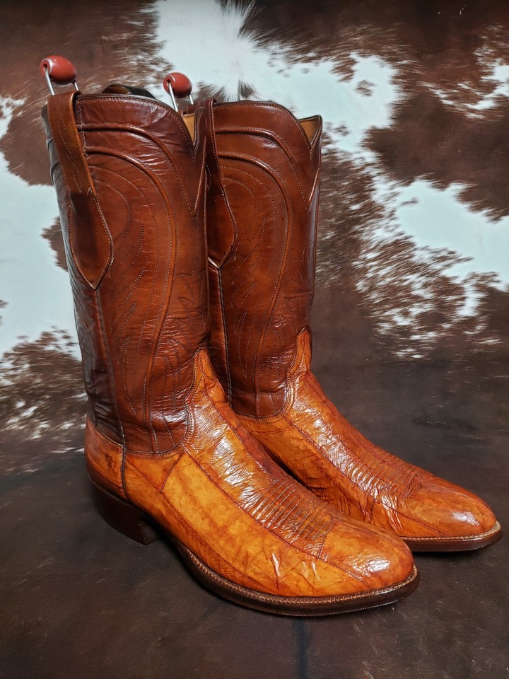 Lucchese Vintage San Antonio Genuine Eel Western Cowboy Boots Womans ...