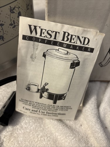 Vintage West Bend Party Perk Coffee Maker 12-30 Cups White w/Flowers ...