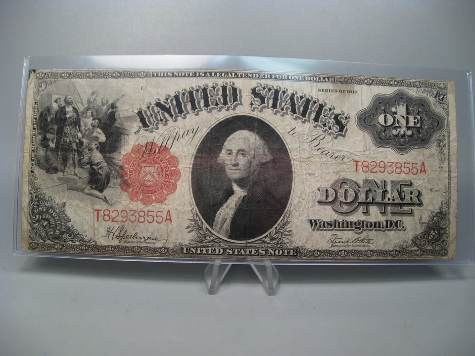 1917 One Dollar US Note $1 Large Size RED SEAL "SAWHORSE". Speelman ...