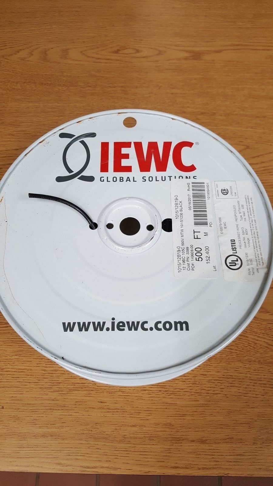 IEWC Hook-up and Lead Wire 12 19BC 105C 600V MTW 1015/1230 Black 500ft ...