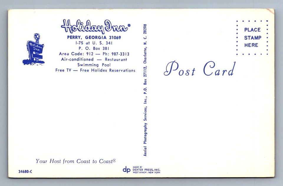 Postcard Vtg Georgia Holiday Inn Perry Hotel Motel Lodging Swimming ...