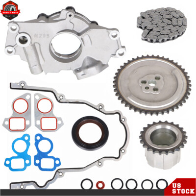M295 Oil Pump with Timing Chain + Gasket Kit For GM 4.8L 5.3L 6.0L LS1 ...