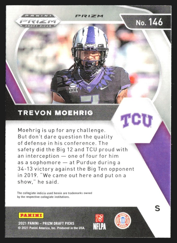 Trevon Moehrig RC 2021 Panini Prizm Draft Picks #146 Green Prizm | eBay