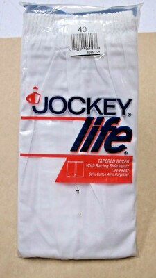 Vintage 1991 NOS Men's Jockey Life Tapered Boxers Racing Side Vents ...