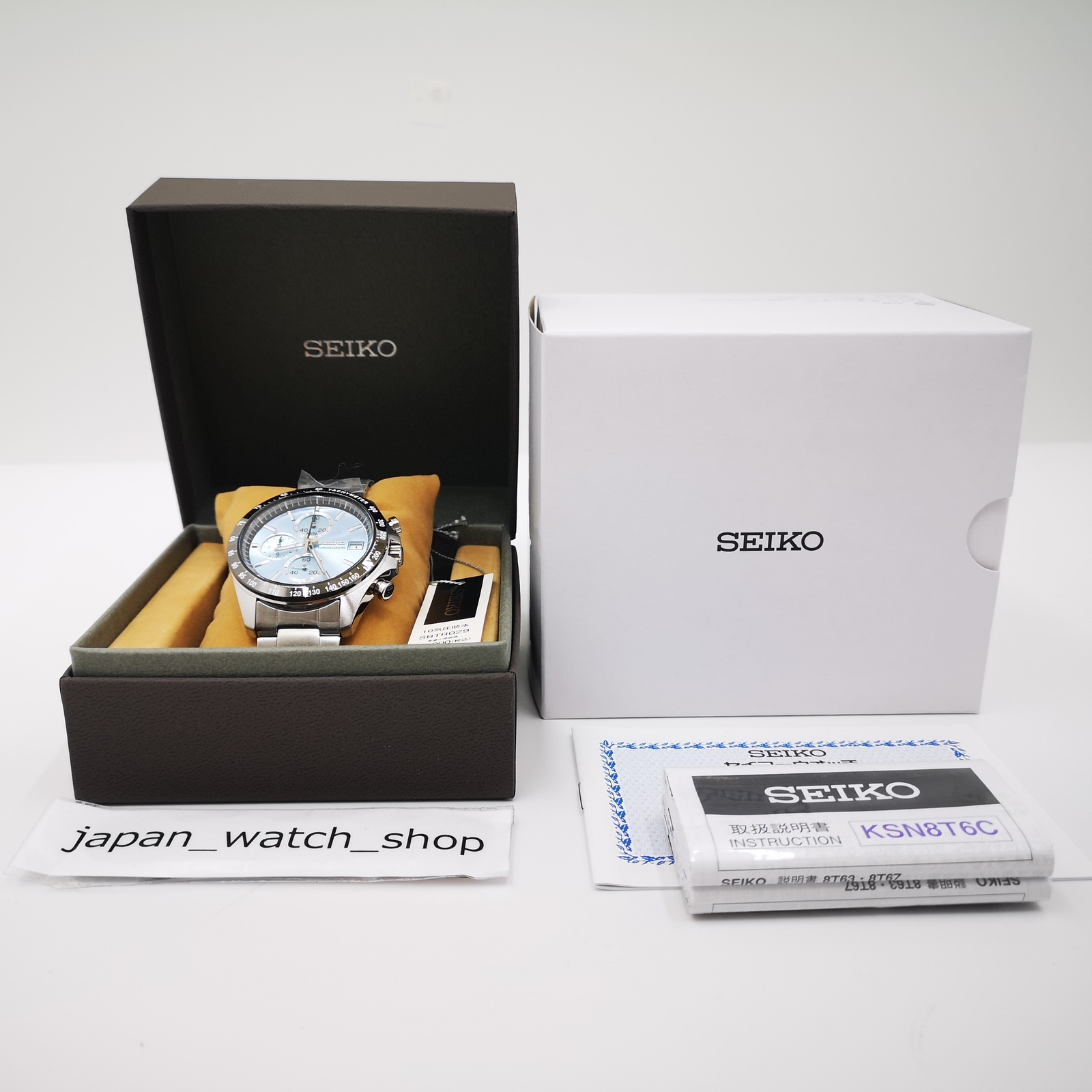 SEIKO Spirit SBTR029 Blue Chronograph Quartz Stainless Men's Watch New ...