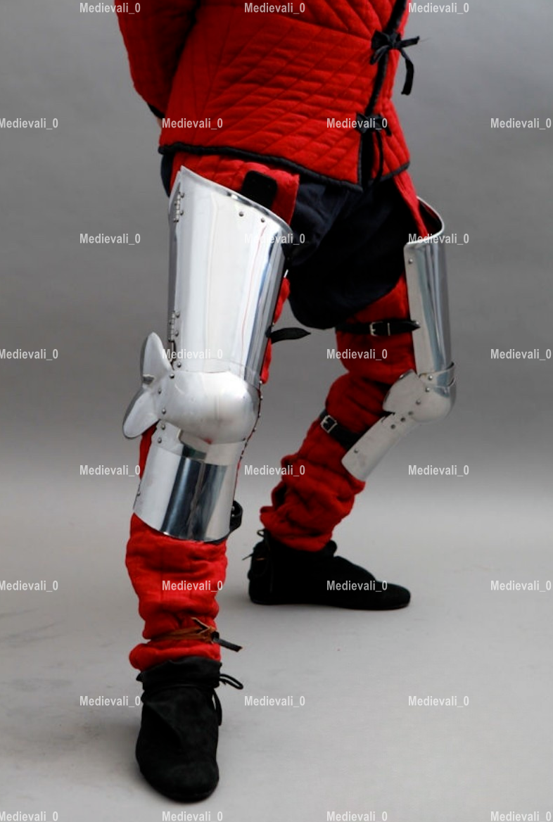 18GA Forged Medieval Knight Leg Armor LARP Combat Cuisses with Poleyns ...