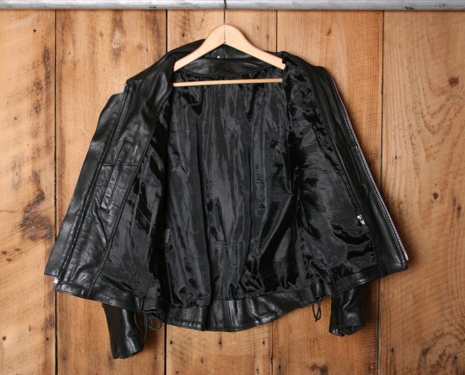 INTERSTATE LEATHER Black Leather Motorcycle Jacket Women's Sz. S ...