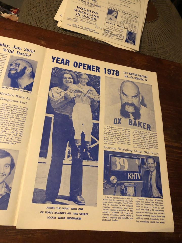 Vintage 01/06/1978 Houston, TX Paul Boesch Wrestling Program NWA/AWA ...
