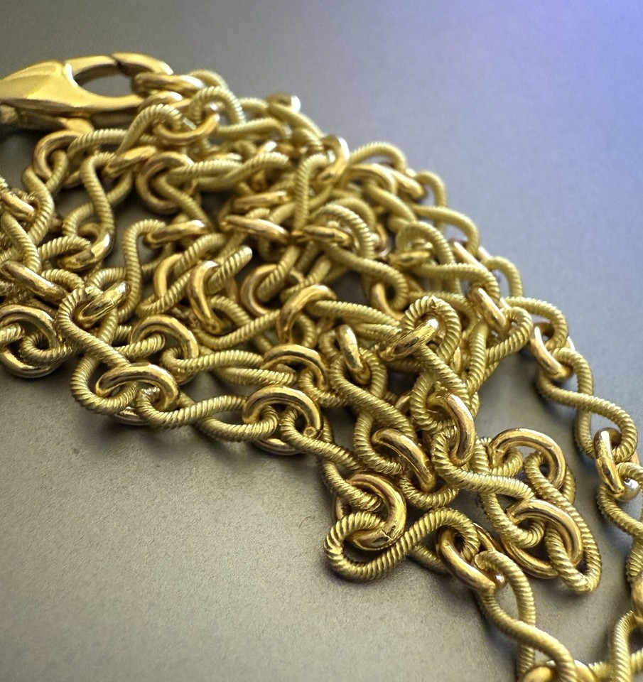 RARE Vtg Tiffany & Co. 18k Yellow Gold Cable Infinity Symbol Round Link ...