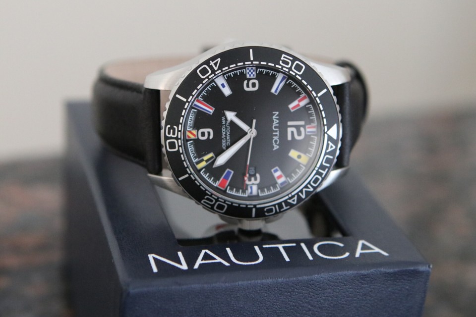 Nautica Jones Beach Maritime NAPJBF911 Men's 44mm Automatic Watch NEW ...
