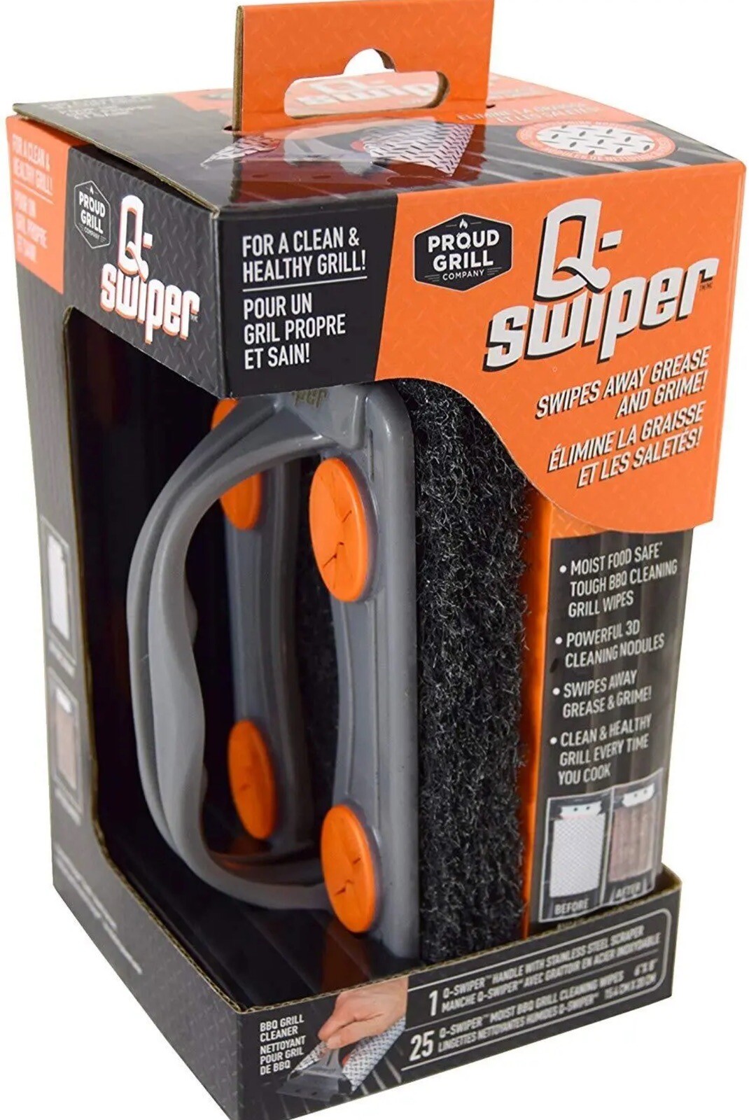 Q-swiper BBQ Grill Brush Cleaner Set - 1 With Scraper and 25 Cleaning ...